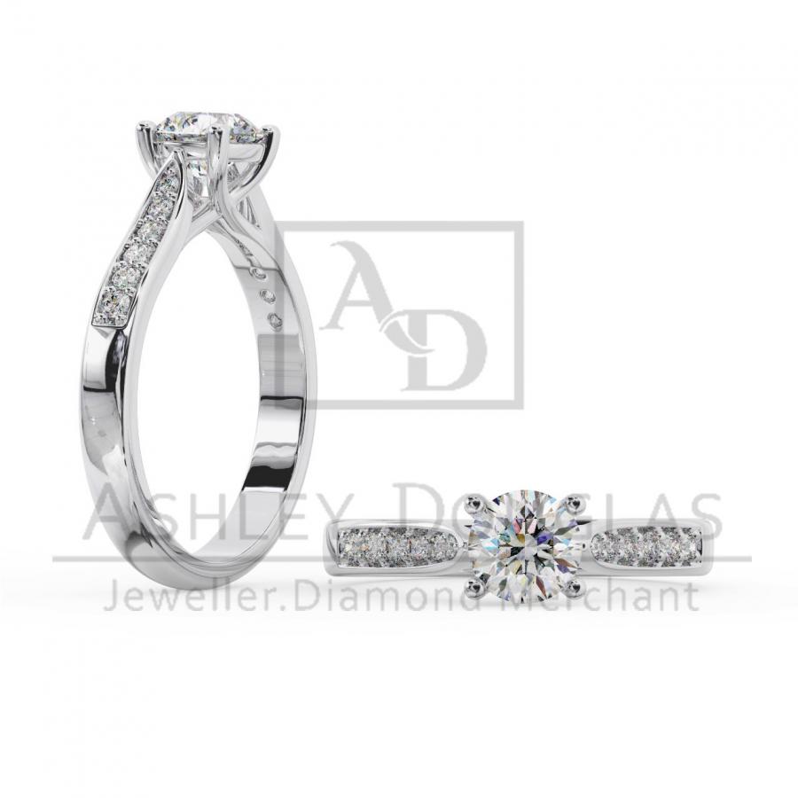 18ct White Gold 4 Claw Round Diamond Ring - Ashley Douglas Jewellers