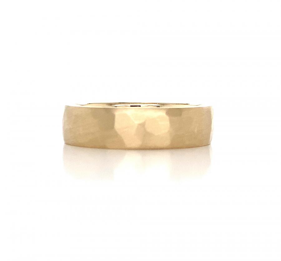 9CT Yellow Gold Men's Hammered Finish Wedding Ring - Ashley Douglas ...